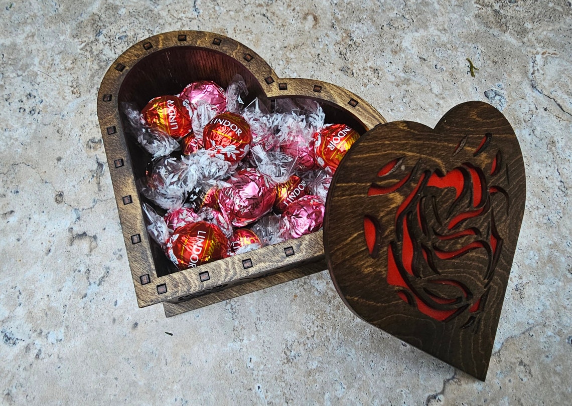 Laser-cut Wooden Heart Box With Rose Detail - Etsy