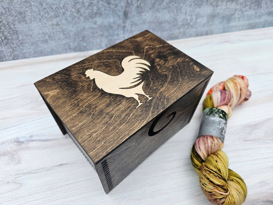 Wooden Chicken Knitting Bowl, Yarn Box, Gift for Her, Farmhouse Knits ...