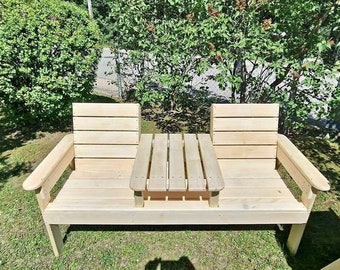 DIY Double Bench With Table Woodworking Plans - Etsy