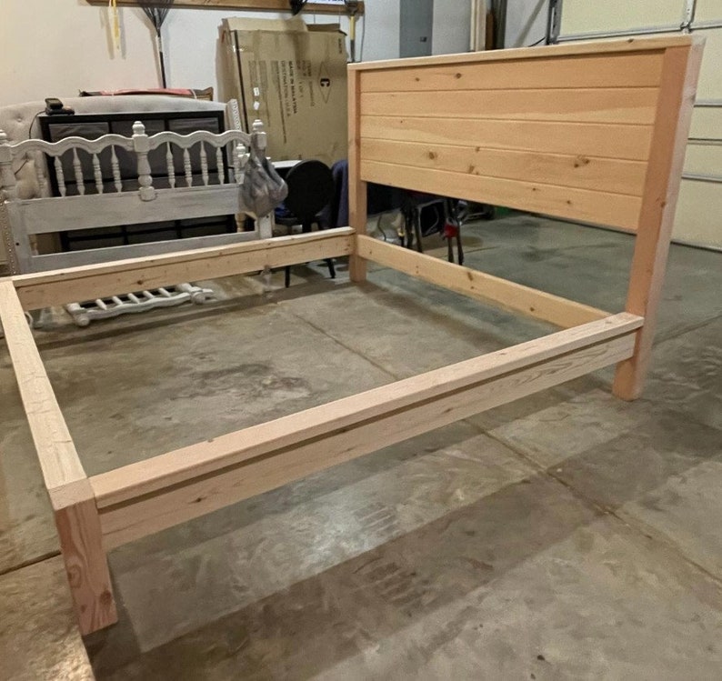 Modern Wood Frame Bad Plan, Farmhouse Bed Plans PDF Download, Queen Bed ...
