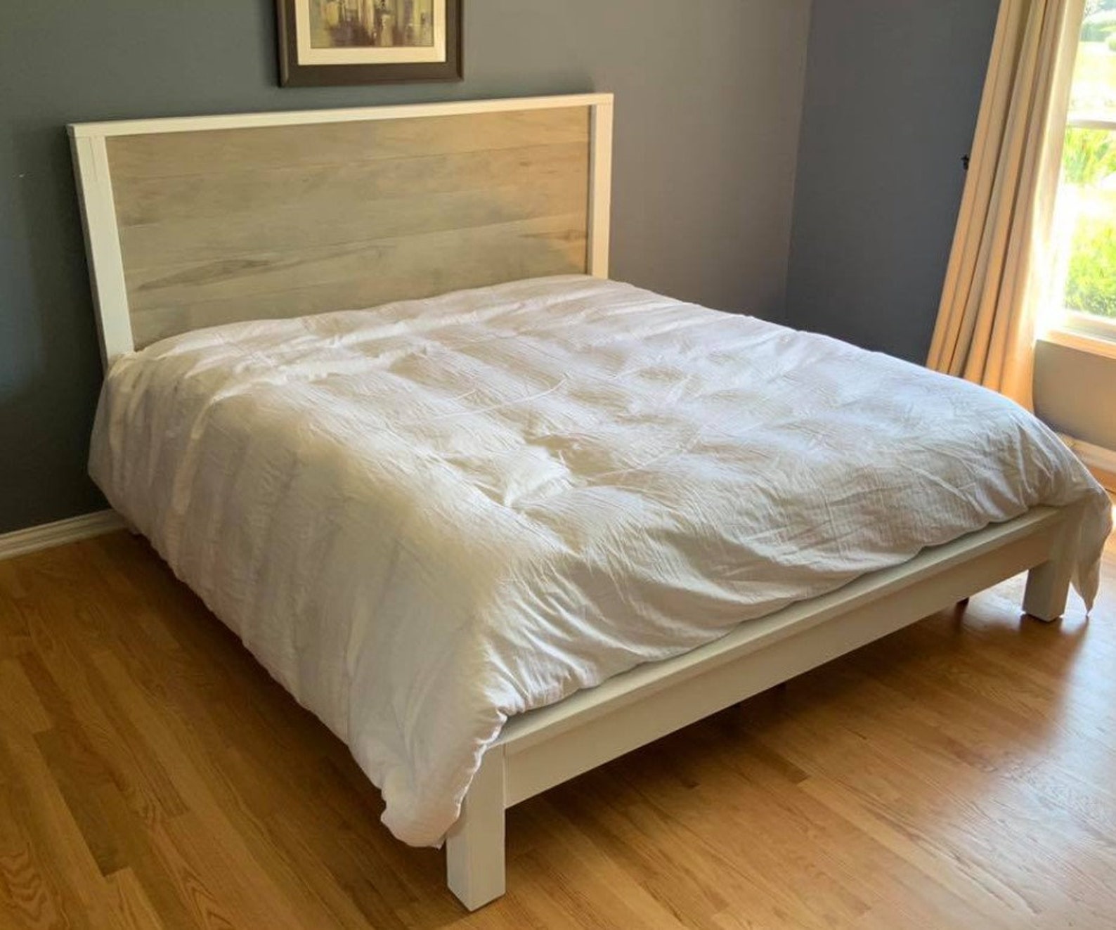 Modern Wood Frame Bad Plan, Farmhouse Bed Plans PDF Download, Queen Bed ...
