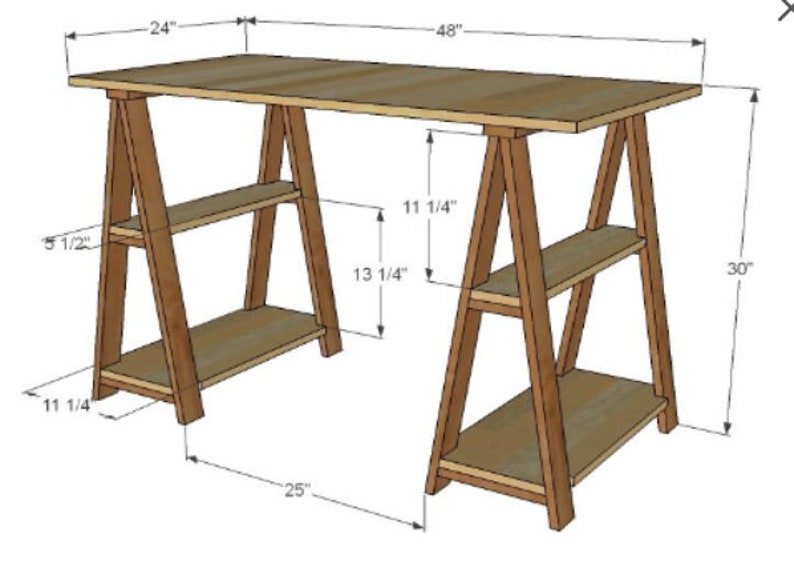 Simple Desk DIY Plans, Sawhorse Table Plans, Woodworking Plans ...