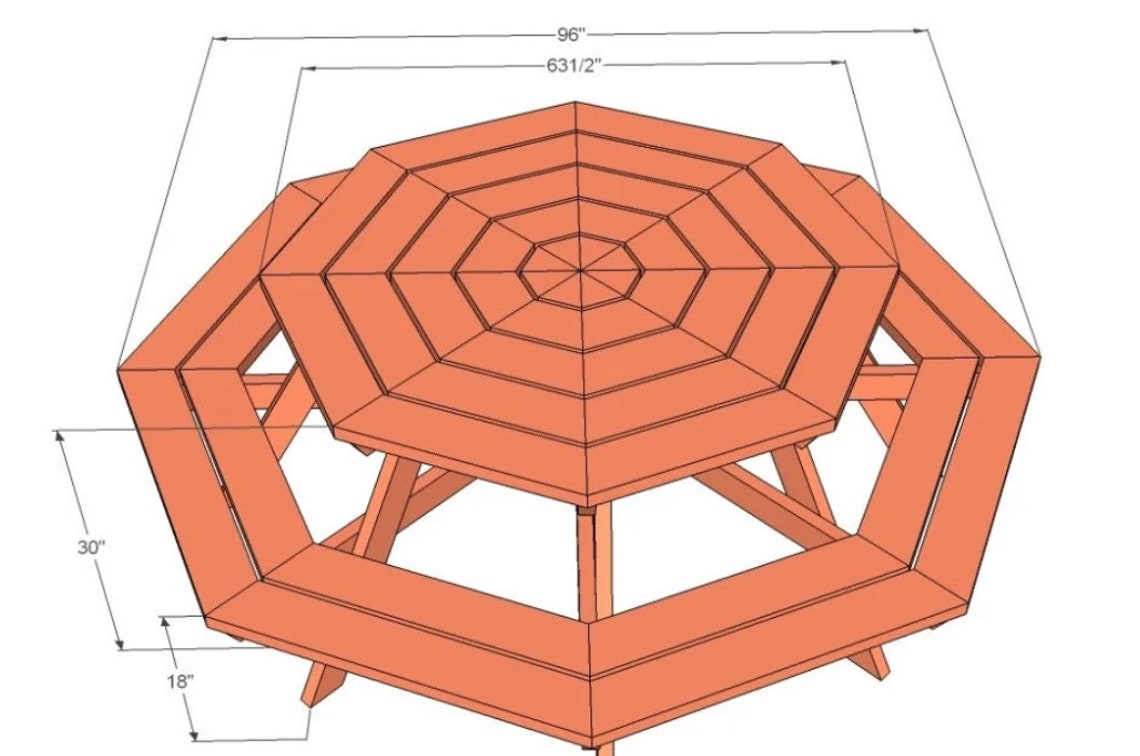 Octagon Picnic Table Plans, Patio Table Plans, Garden Table Plans ...