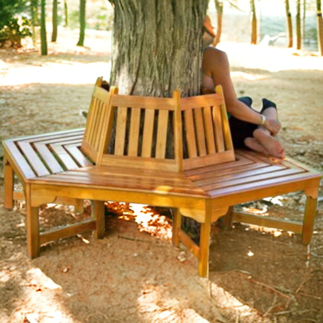 Tree Bench Plans. Modern Simple Garden Bench Plans, DIY Plans, Hexagon ...