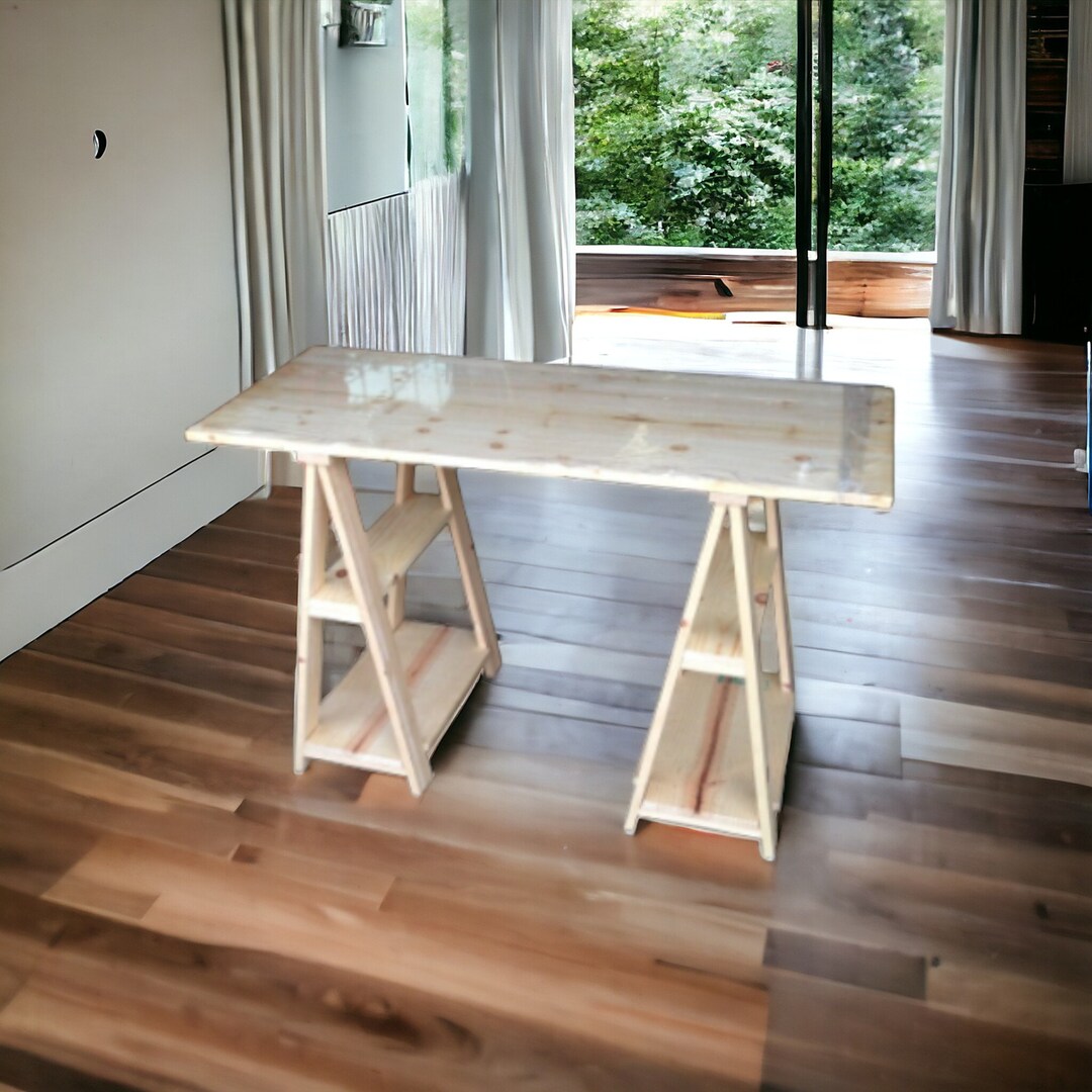 Simple Desk DIY Plans, Sawhorse Table Plans, Woodworking Plans ...