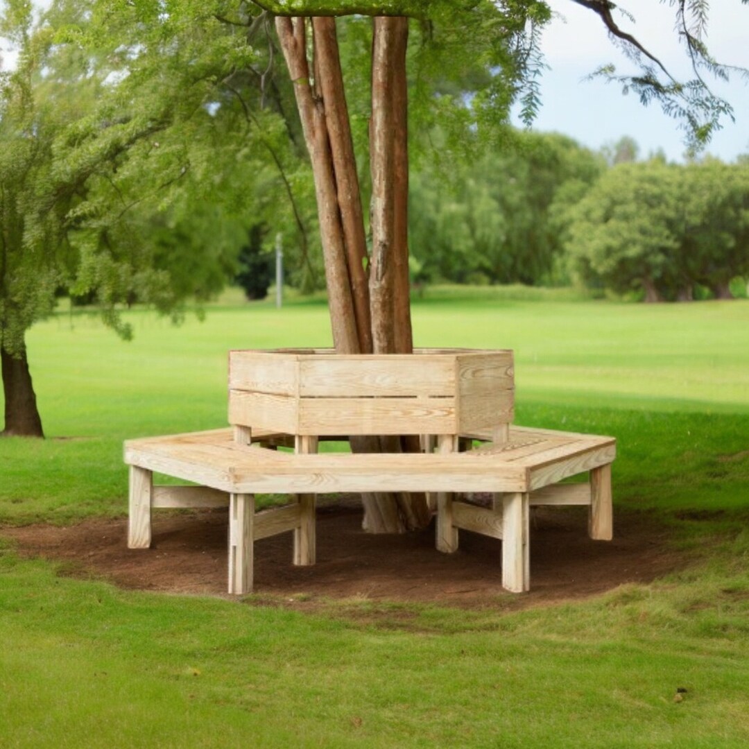 Tree Bench Plans. Modern Simple Garden Bench Plans, DIY Plans, Hexagon ...