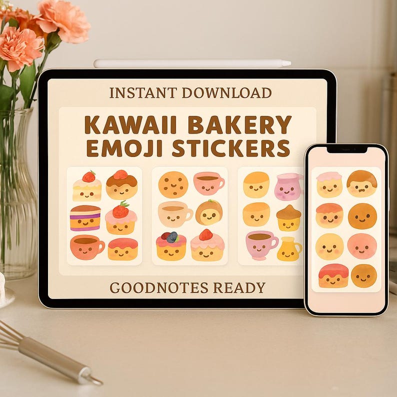 Sweet Bakery Emoji Stickers – Kawaii Pastel Watercolor Pngs for ...