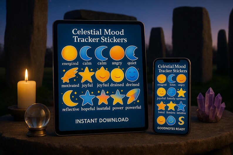 Celestial Mood Tracker Stickers – Goodnotes Set - Etsy