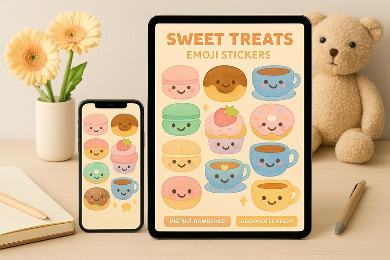 Sweet Treats Emoji Stickers – Kawaii Dessert Planner Pack (digital ...