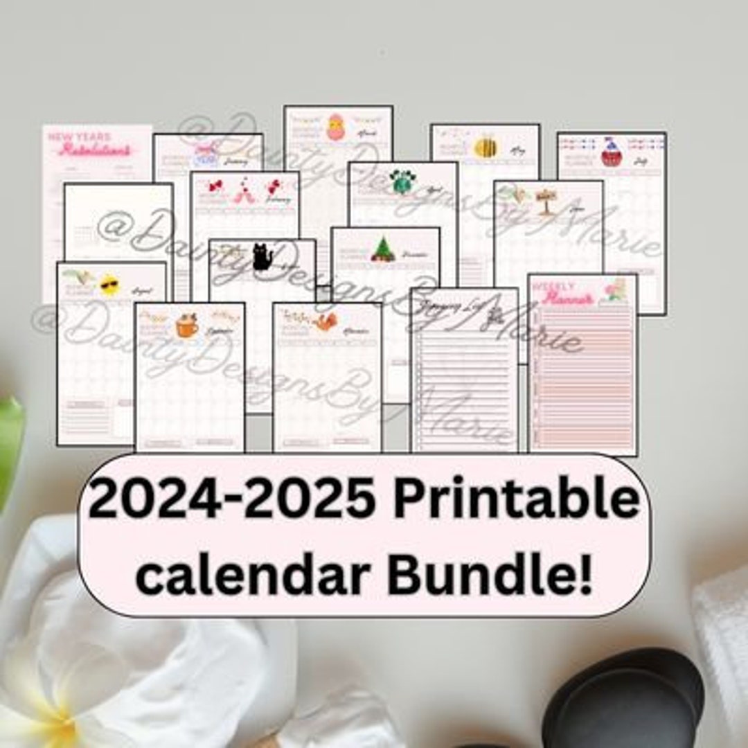 Monthly Weekly Planner Bundel, 2024-2025digital Calendar, Printable ...