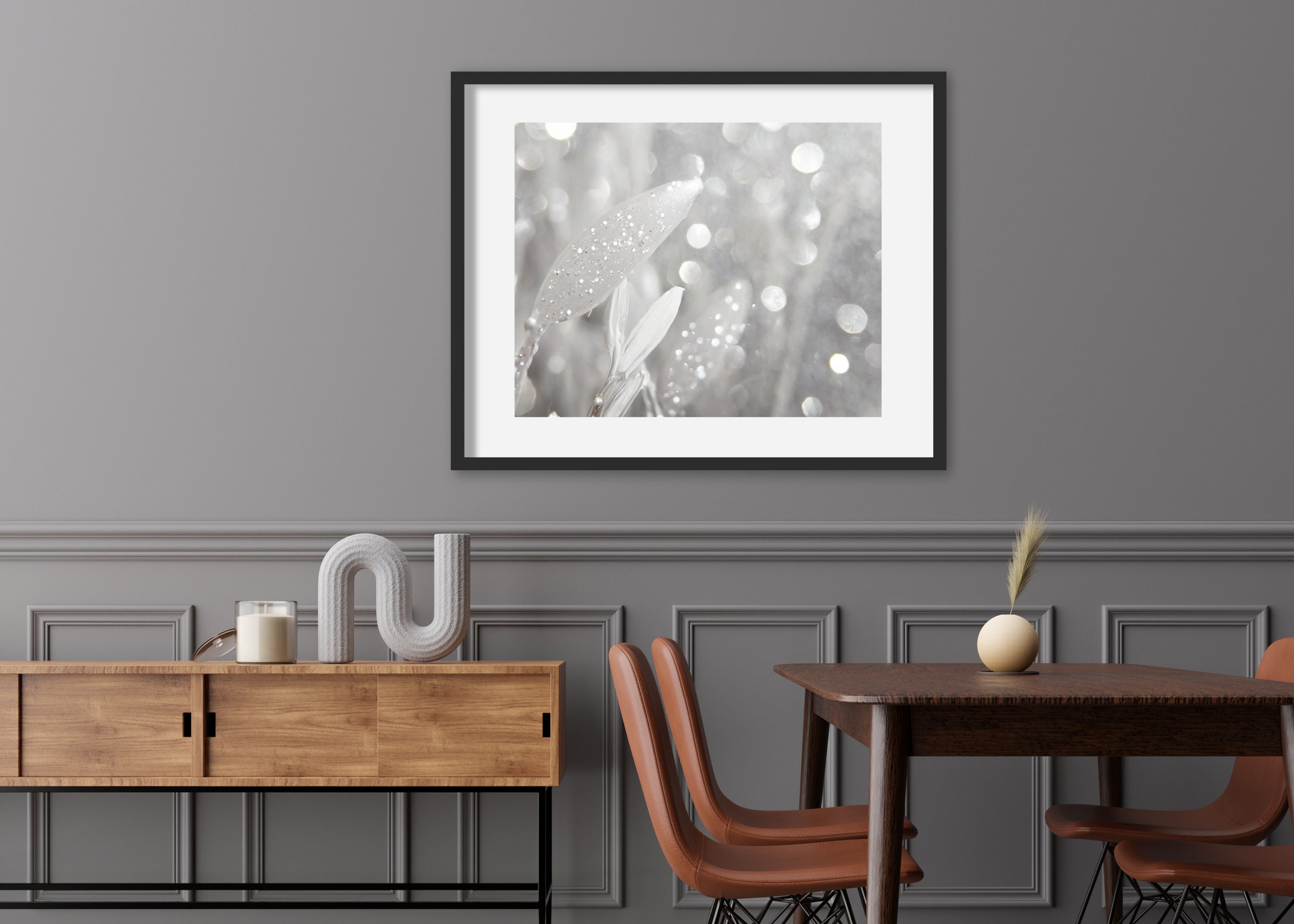 White Flower Abstract Art Print: Modern Floral Home Decor (digital ...