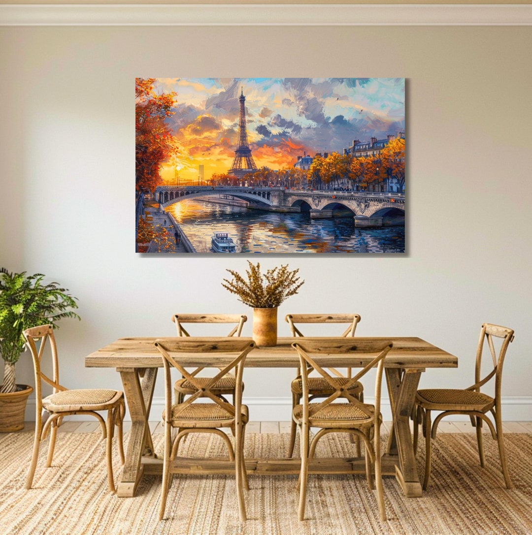 French Wall Art, Paris Eiffel Tower Canvas, Oil Painting, Paris Wall ...