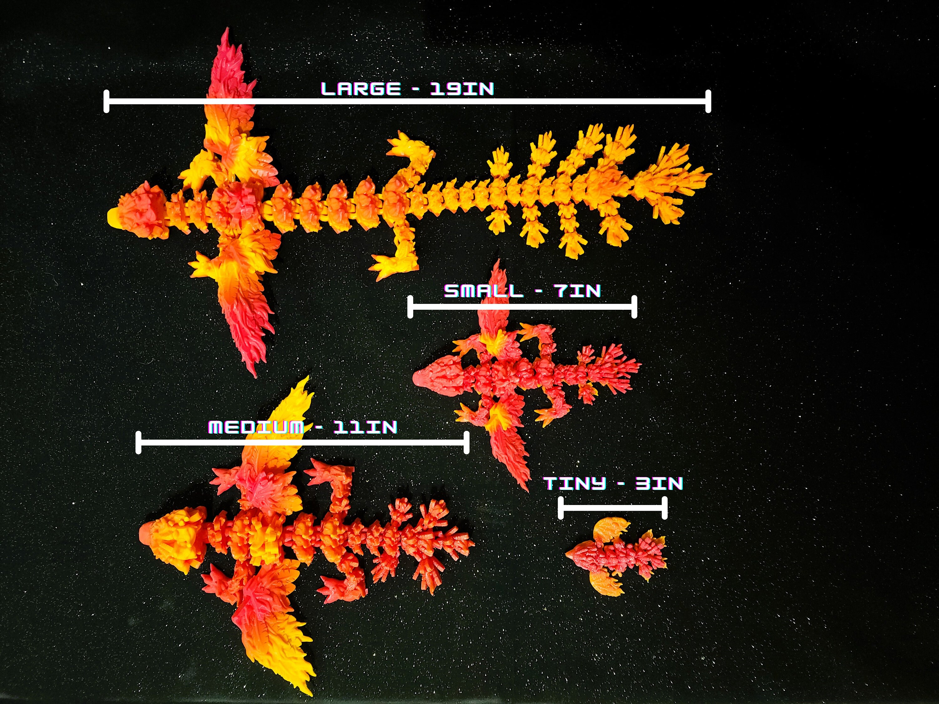 Articulating Phoenix Dragon 3D Printed Flexible Fidget Toy Flexible ...