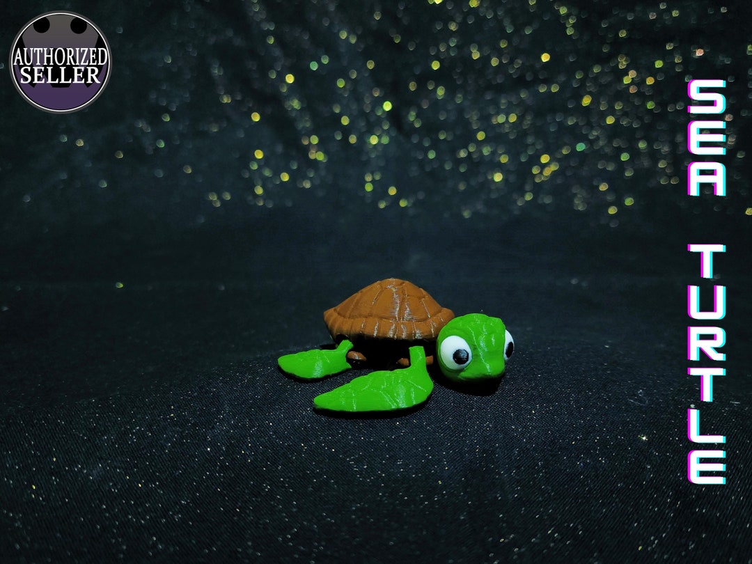 Multicolored 3D Printed Sea Turtle - Flexible Fidget Toy - Cinderwing ...