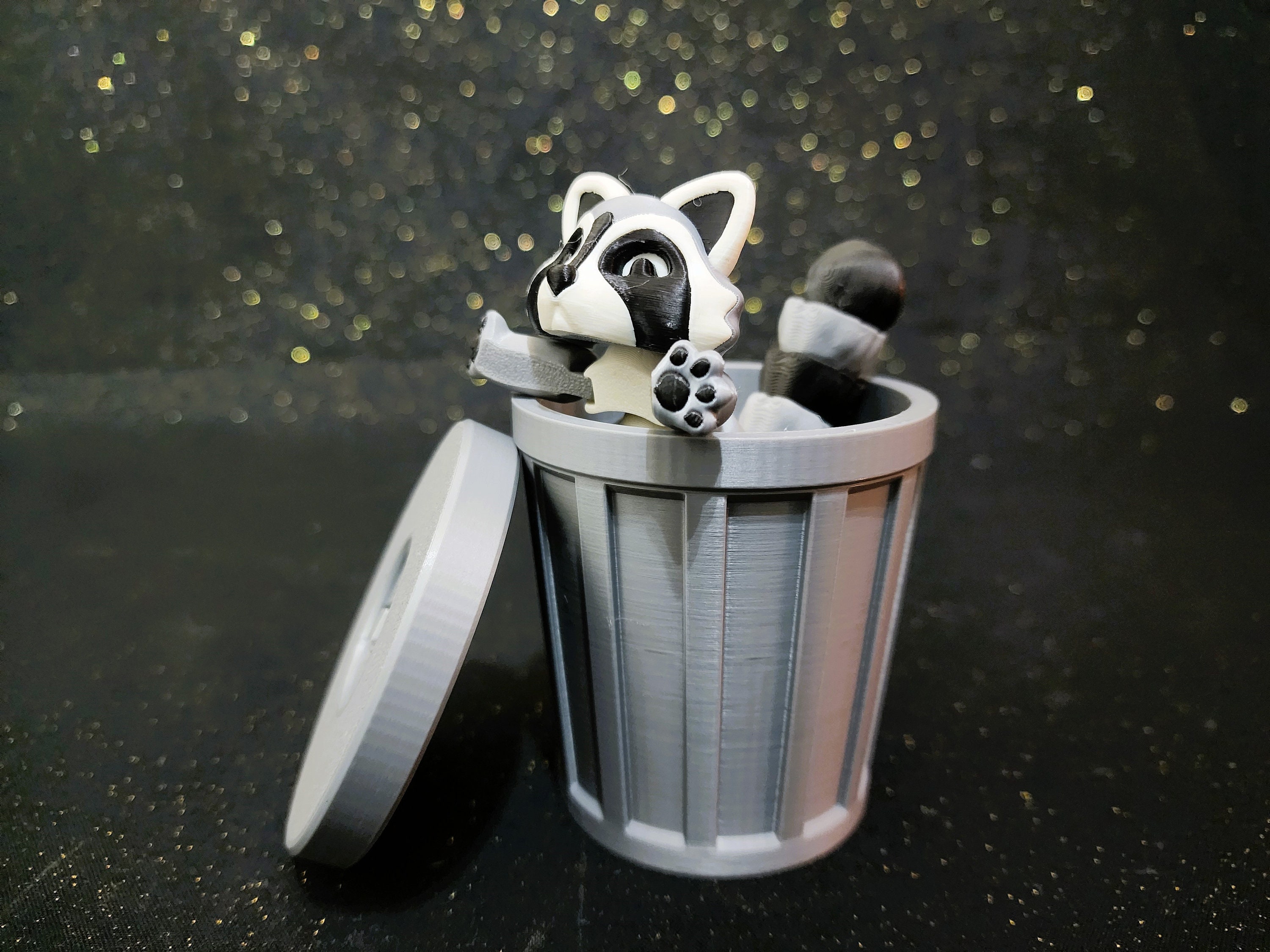 Adorable 3D Printed Articulating Raccoon With Interactive Trash Can ...