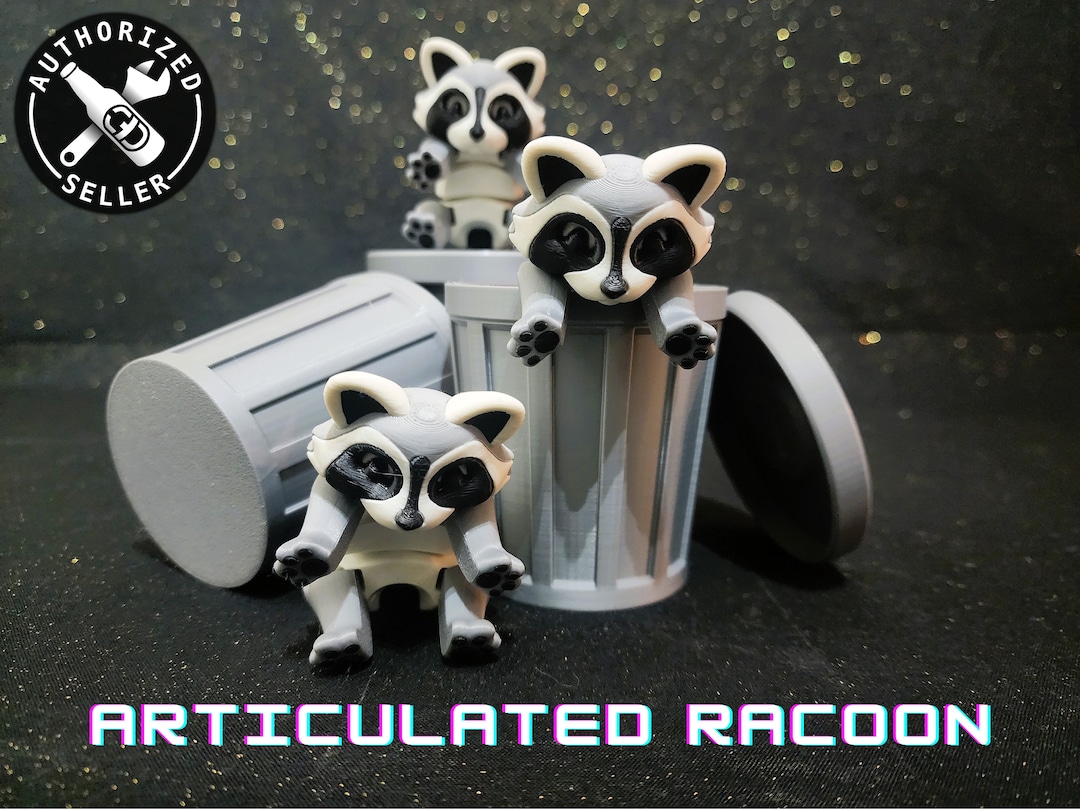 Adorable 3D Printed Articulating Raccoon With Interactive Trash Can ...