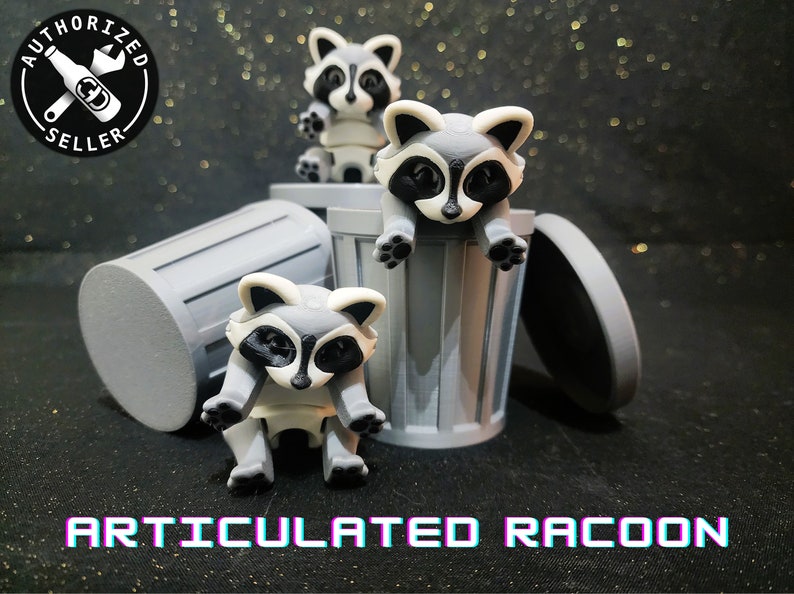 Adorable 3D Printed Articulating Raccoon With Interactive Trash Can ...