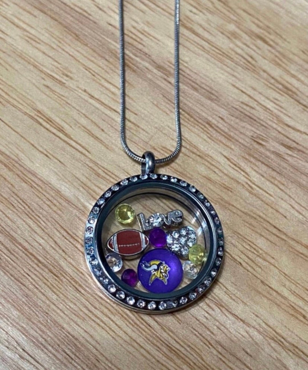 Minnesota Vikings Football Inspired Floating Charm Locket Necklace - Etsy