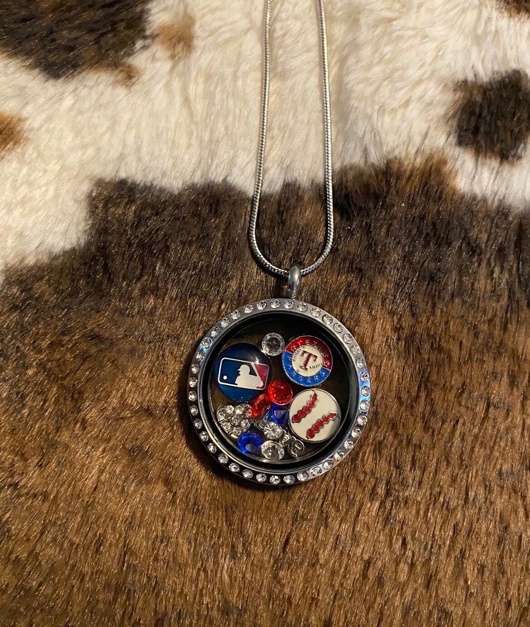 Texas Rangers Baseball Inspired Floating Charm Locket Necklace - Etsy