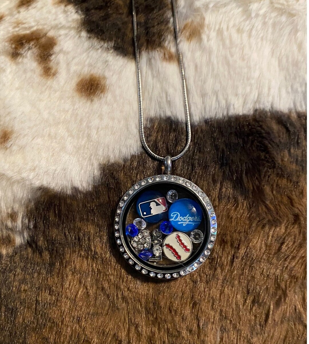 La Dodgers Baseball Inspired Floating Charm Locket Necklace - Etsy