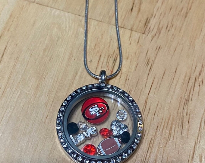 Football Inspired Floating Charm Locket Necklace - Etsy