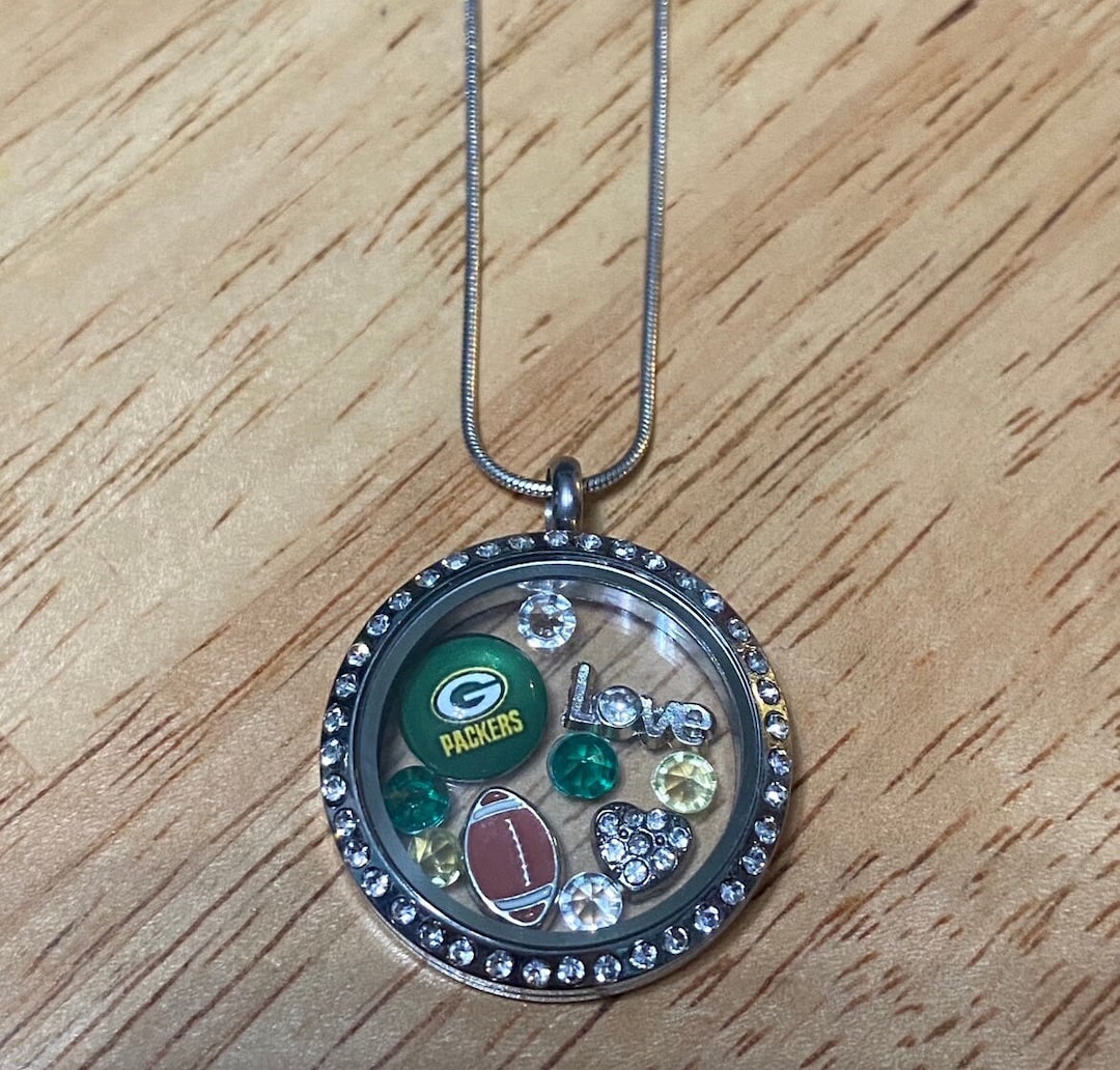 Green Bay Packers Football Inspired Floating Charm Locket Necklace - Etsy
