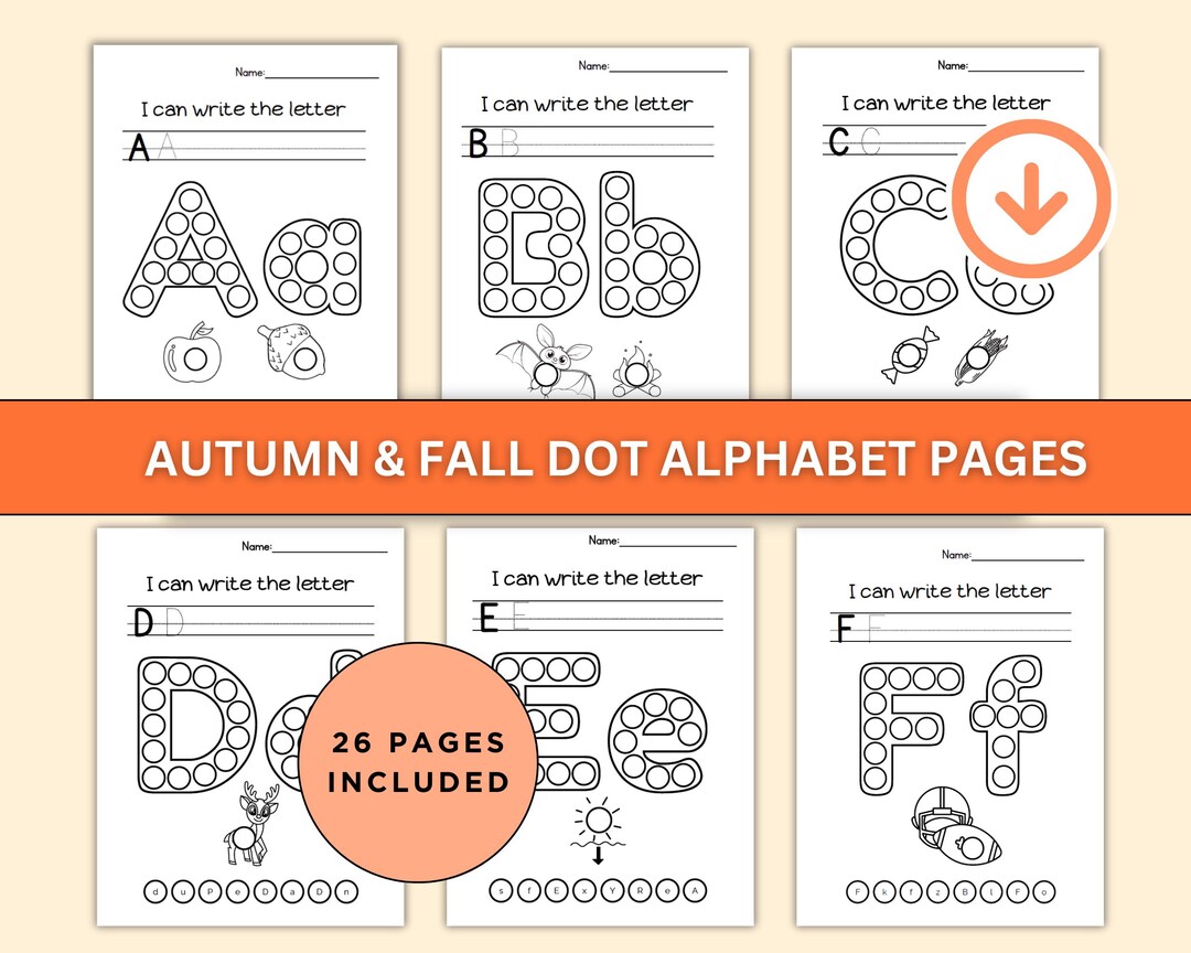 Fall Autumn Dot Marker Alphabet Pages for Preschool Kids, Do a Dot ...