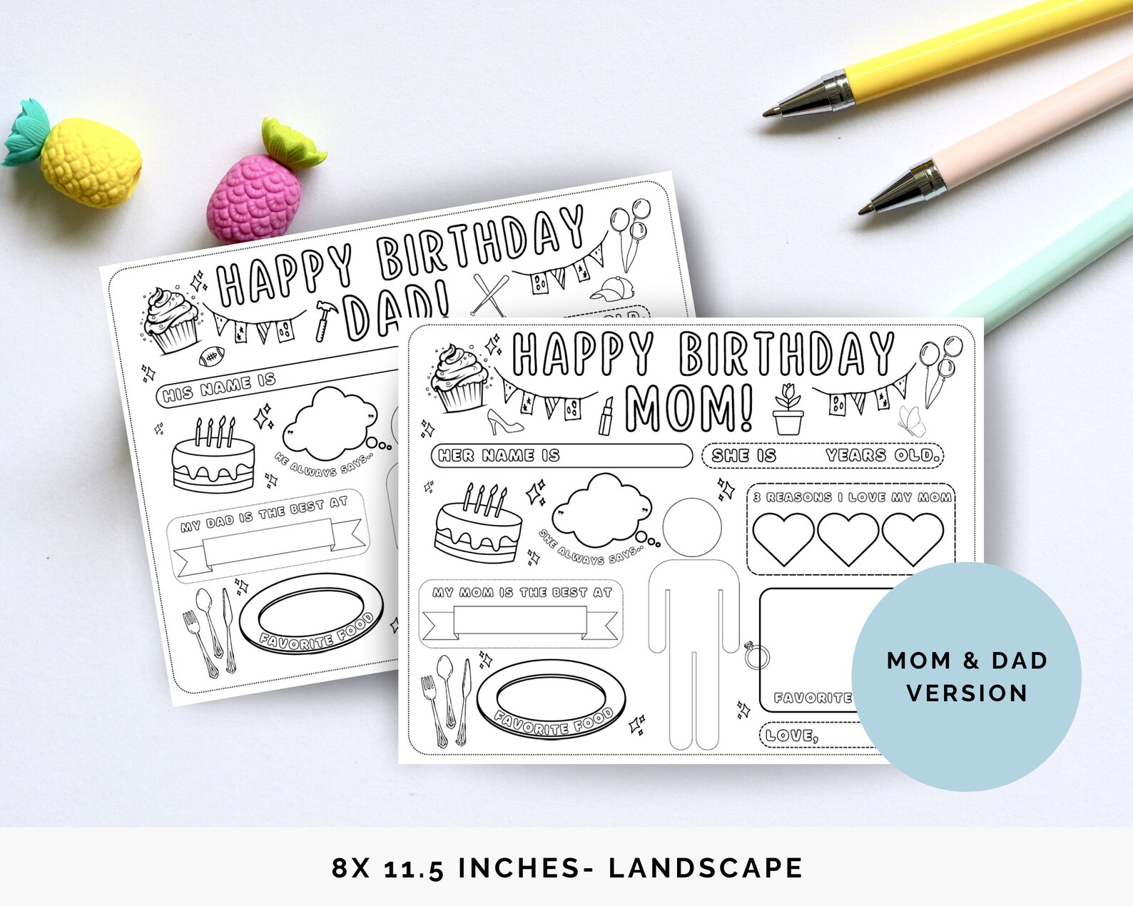 Happy Birthday Coloring Page, Printable All About Dad, Mom, Grandma ...