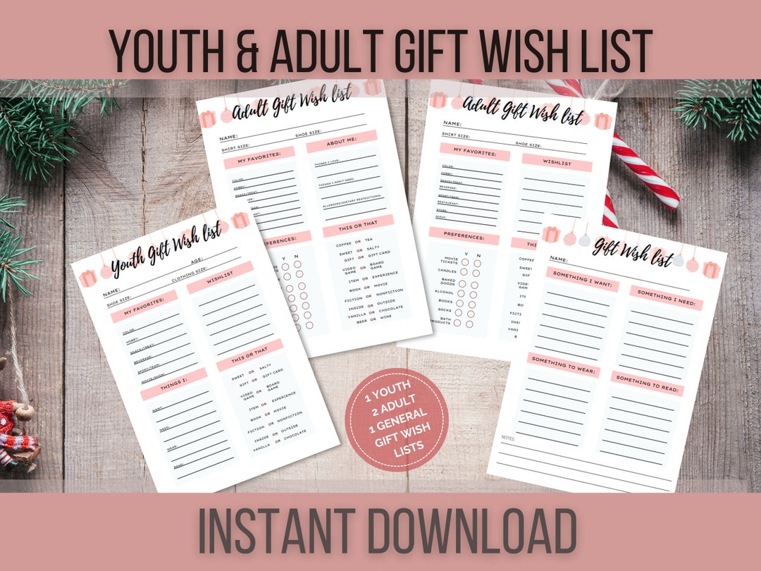 Christmas Gift Wish List Printable, Christmas Gift List for Kids ...