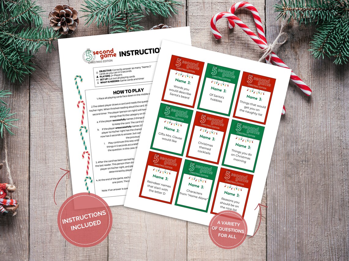 Christmas Game, Christmas 5 Second Game, Christmas Party Game, Fun ...