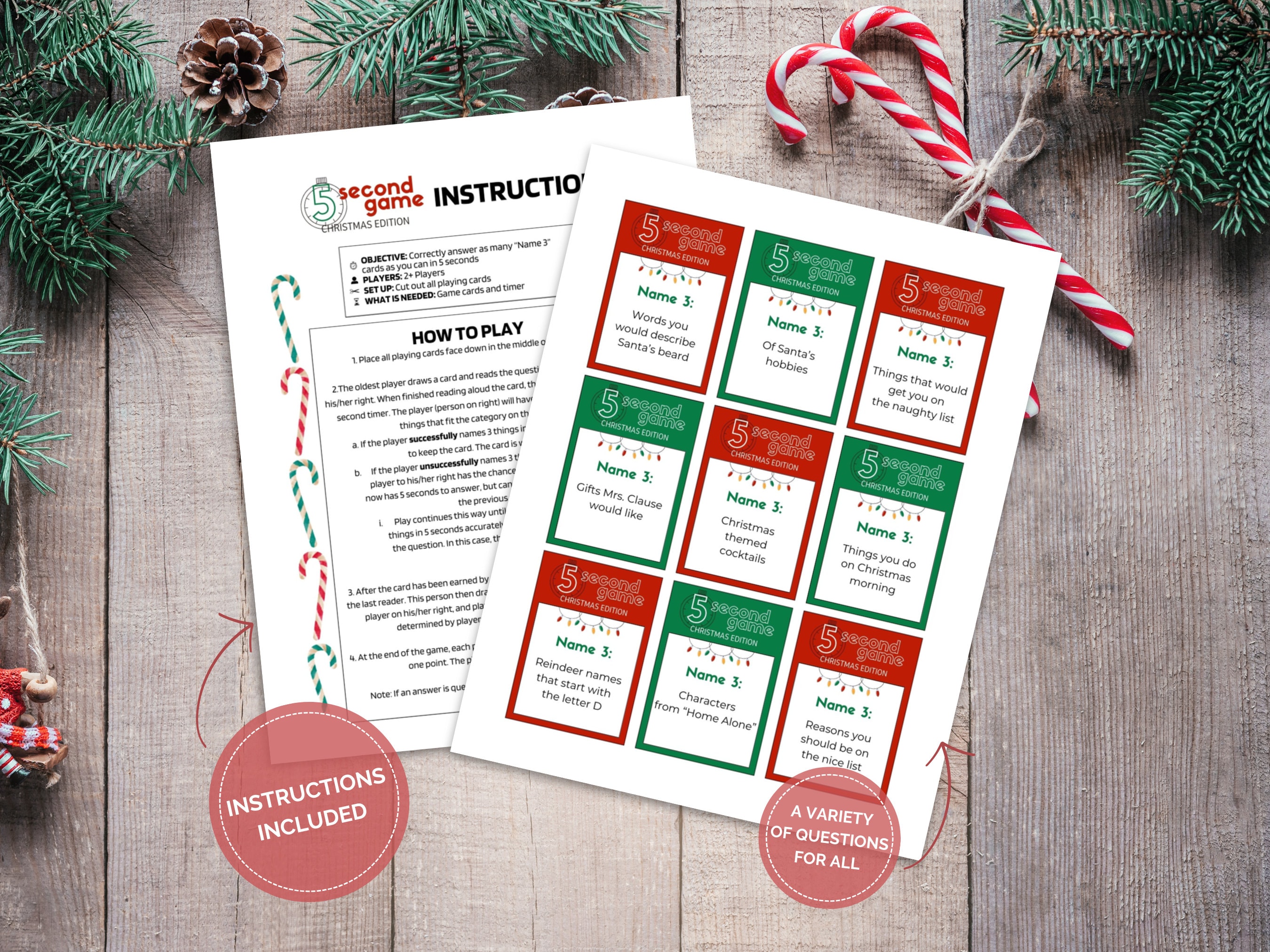 Christmas Game, Christmas 5 Second Game, Christmas Party Game, Fun ...