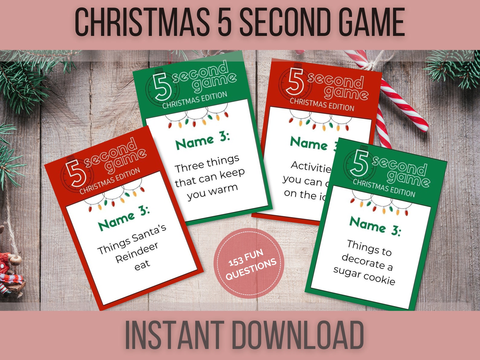 Christmas Game, Christmas 5 Second Game, Christmas Party Game, Fun ...
