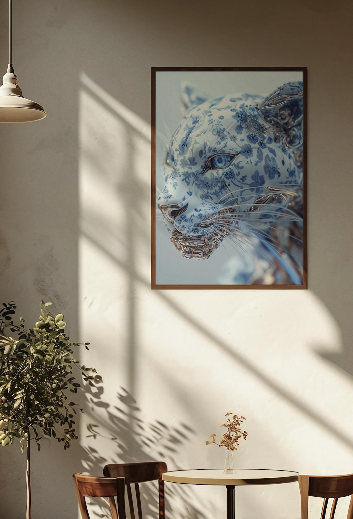 Mechanical Leopard Sculpture in Blue and White Porcelain Design ...