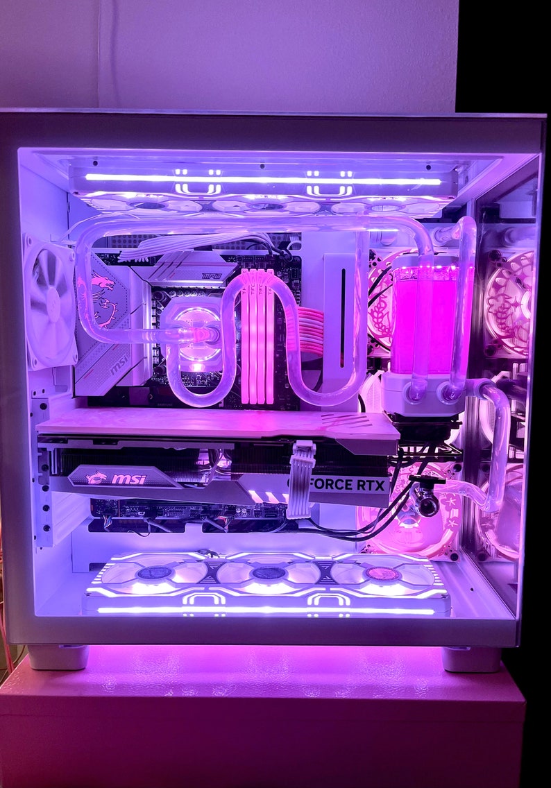 Pink and White Custom Gaming PC Geforce RTX 4080 Intel I9 64gb RAM ...
