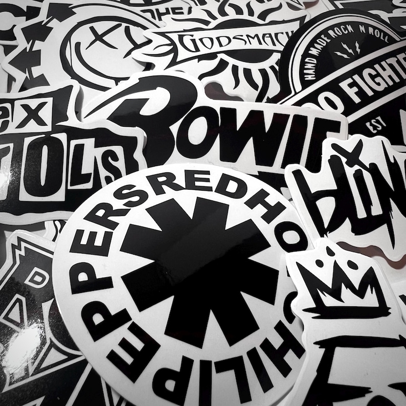 100 Random Band Sticker Pack Assorted Music Themed Stickers 60s 70s 80s ...