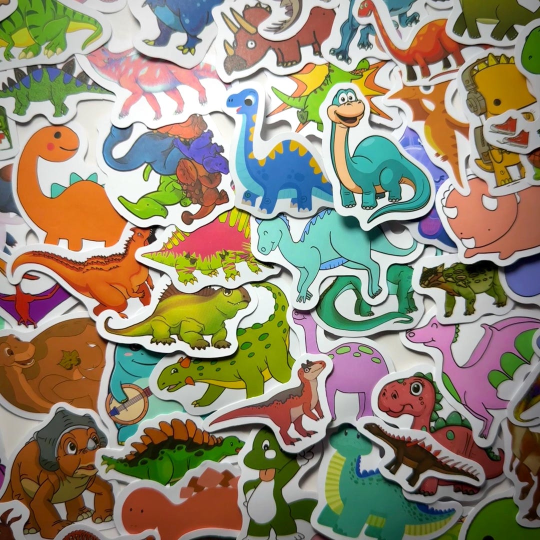 100 Random Cute Dinosaurs Sticker Pack Assorted Dino Themed Stickers ...