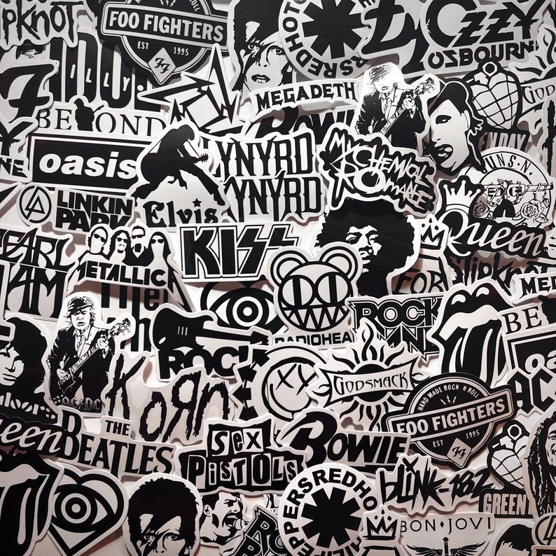 100+ Random Band Sticker Pack | Assorted Music Themed Stickers 60s 70s ...