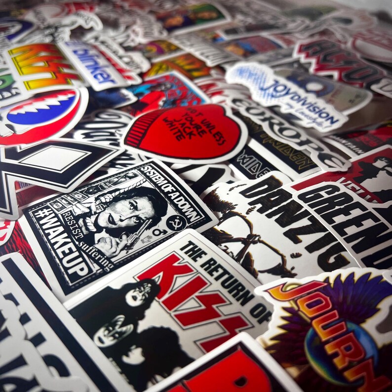 100+ Random Rock Band Sticker Pack | Assorted Music Themed Stickers 60s ...
