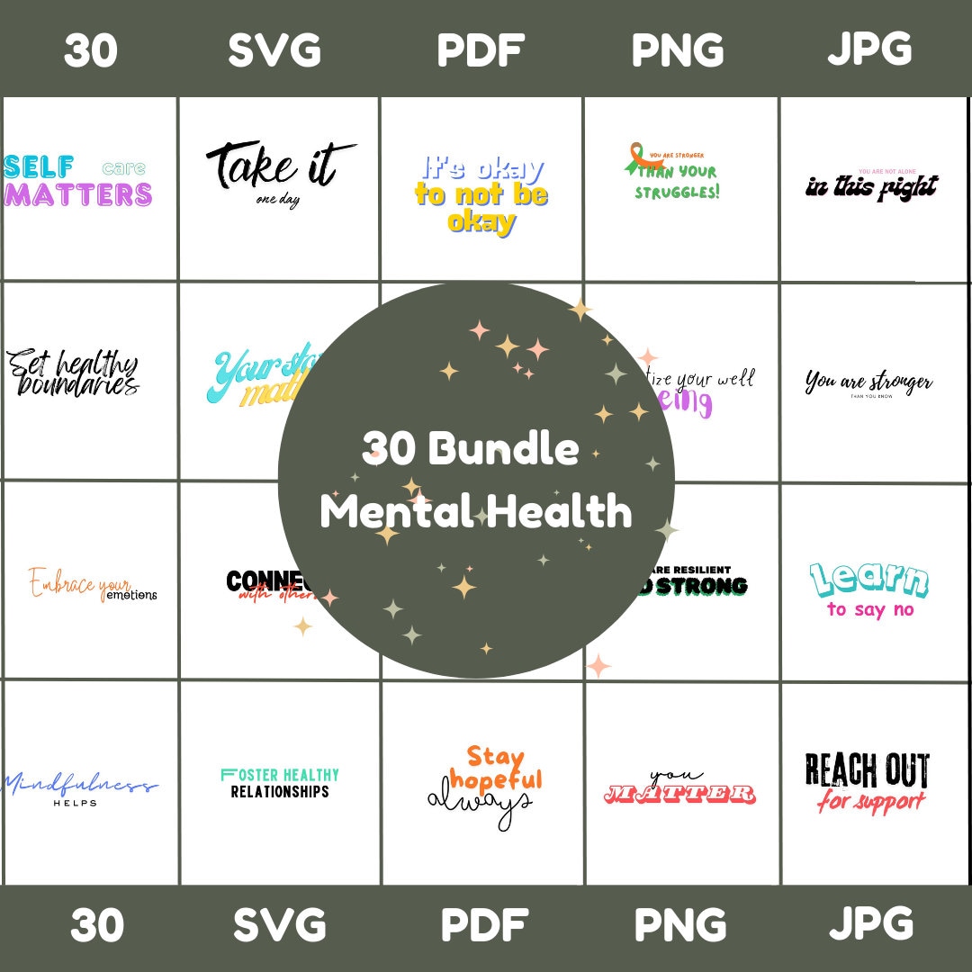 Mental Health Bundle SVG, PDF, PNG, Jpg - Etsy