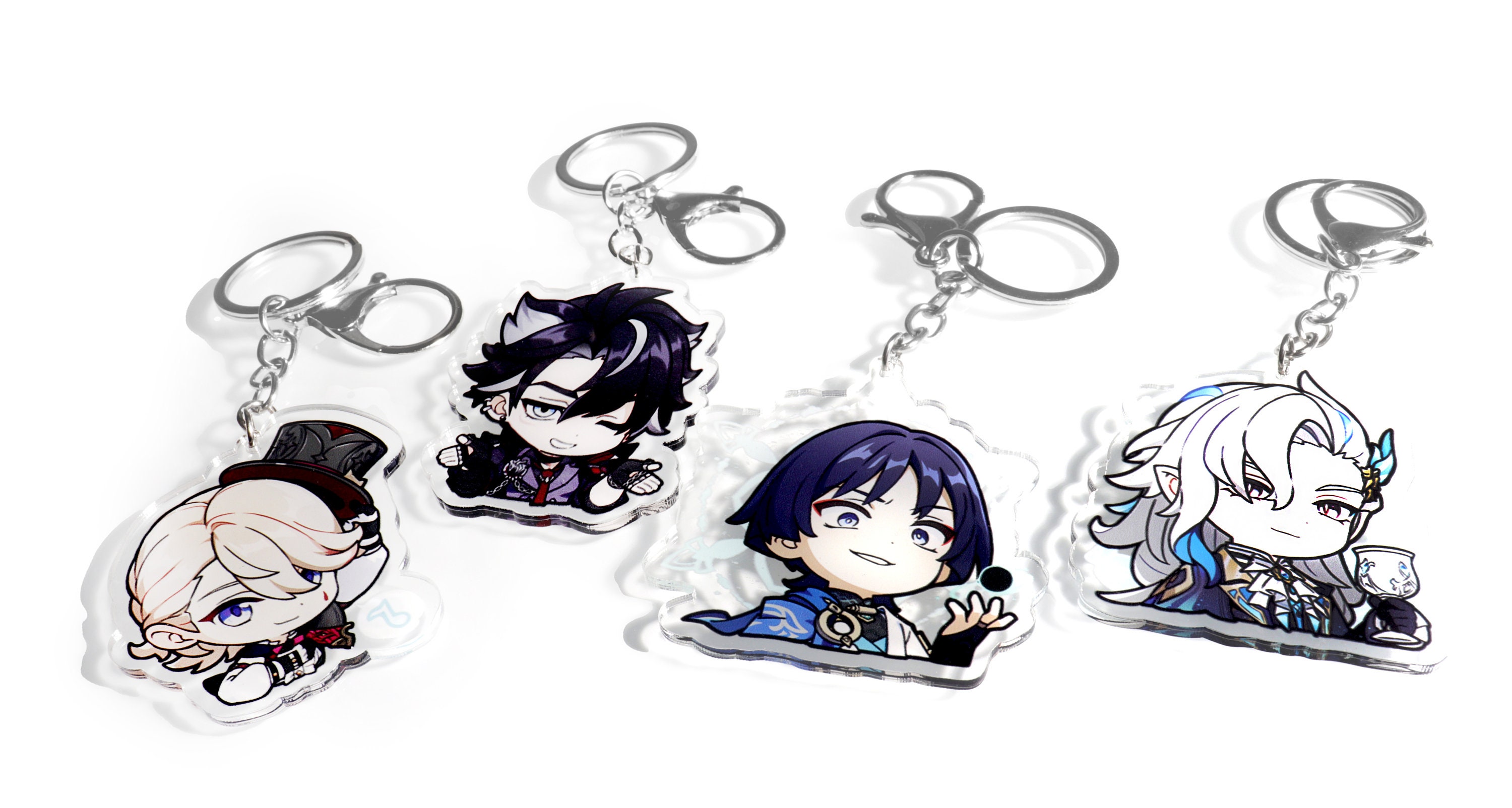 Genshin Impact Cute Chibi Acrylic Keychain Figure, Dual Keyrings Key ...