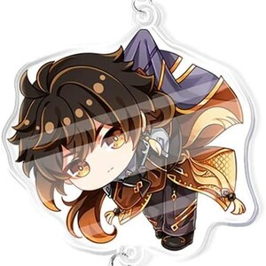 Genshin Impact Cute Chibi Acrylic Keychain Figure, Dual Keyrings Key ...