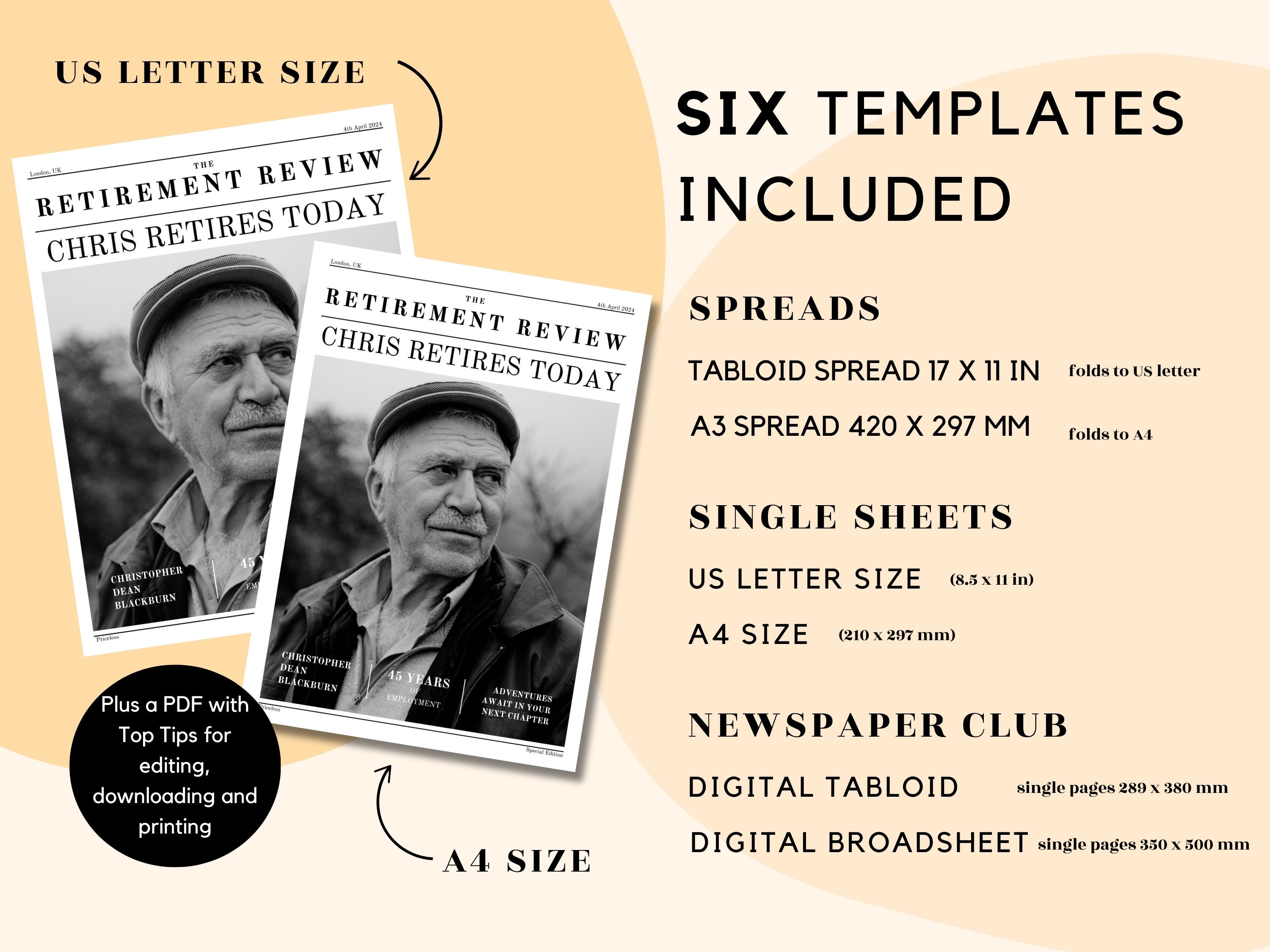 Editable Retirement Newspaper Template, Unique Gift Idea for a Retiree ...