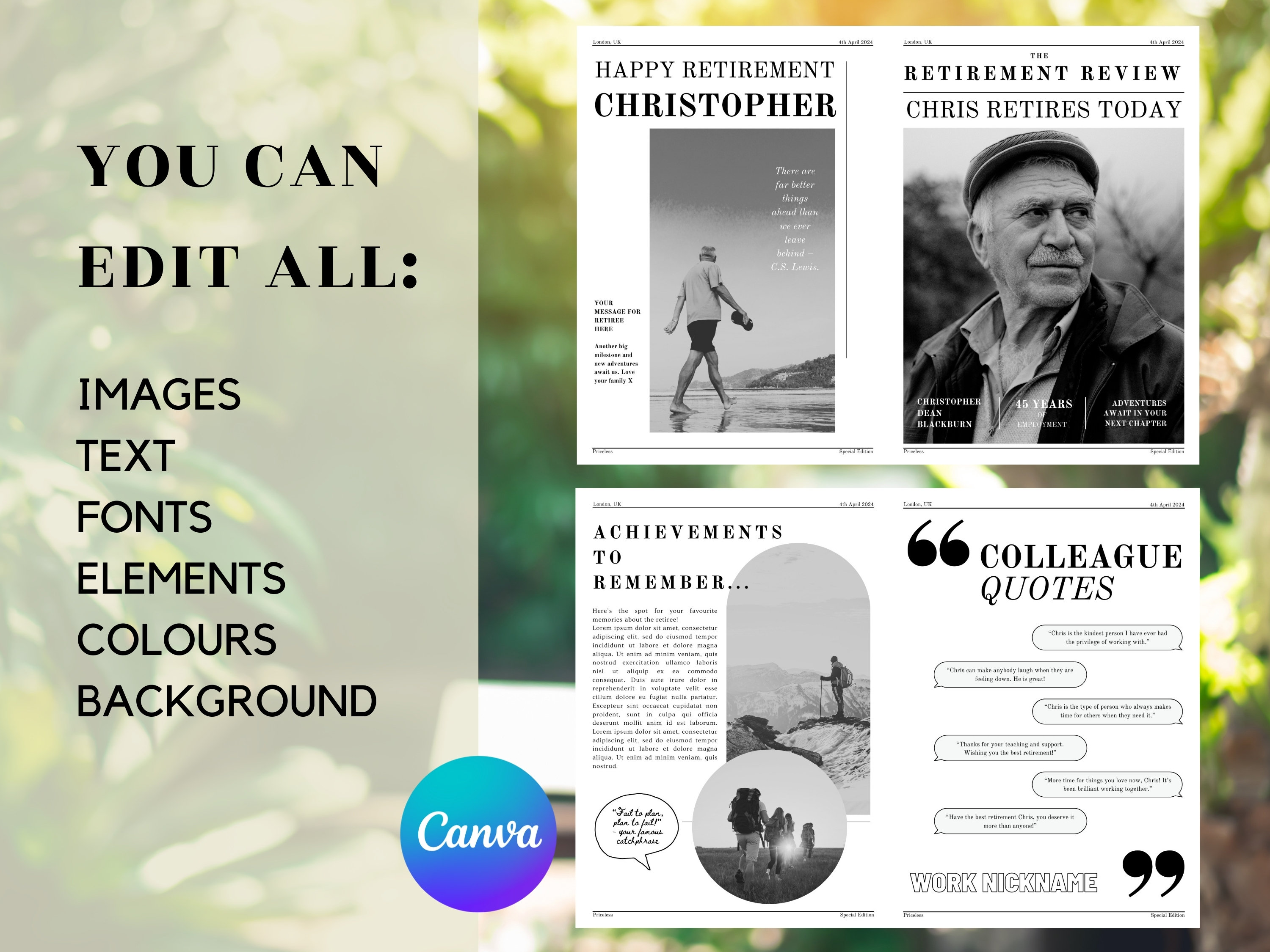 Editable Retirement Newspaper Template, Unique Gift Idea for a Retiree ...