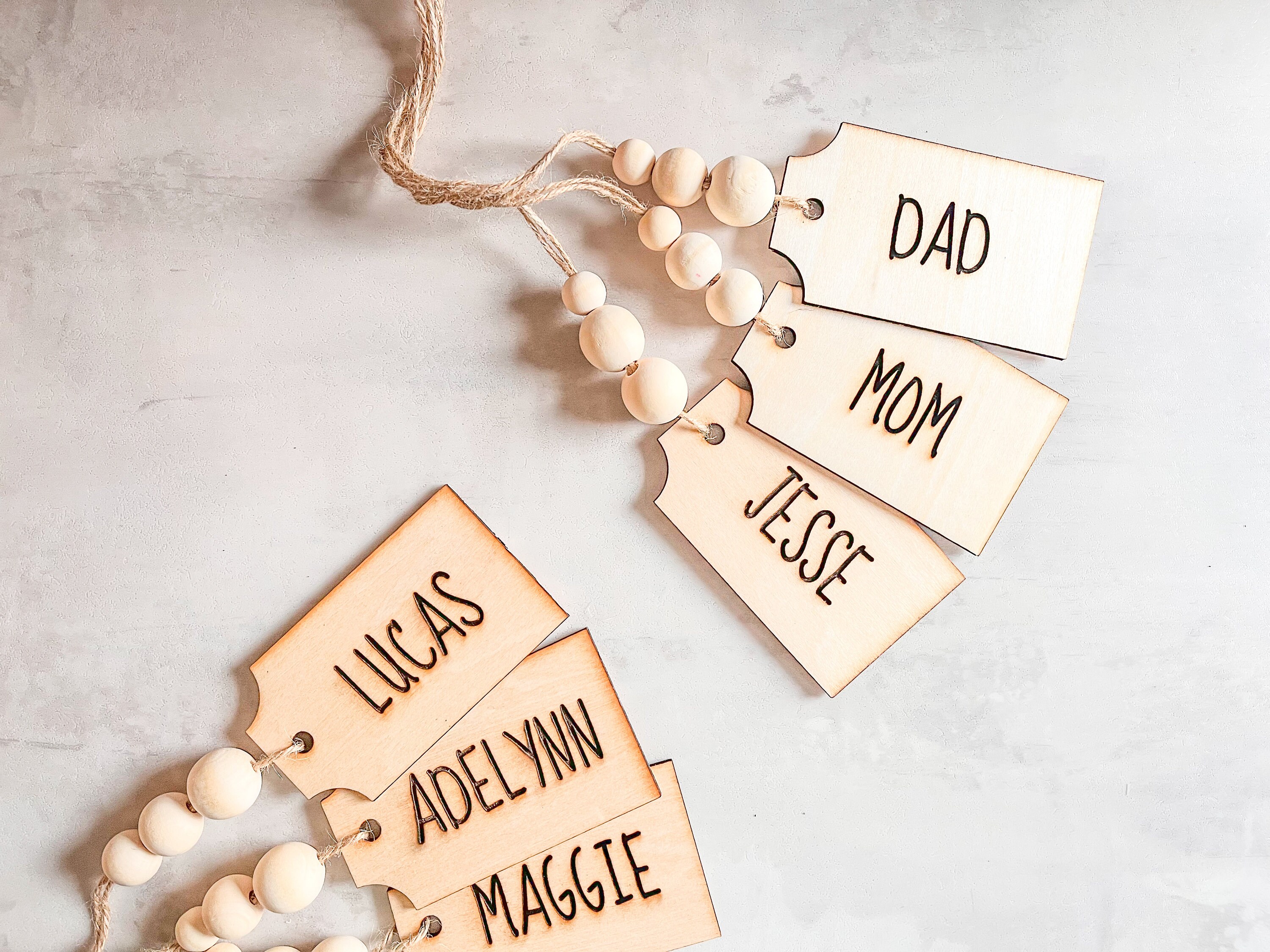 Stocking Tag Wood Bead Stocking Label Stocking Tag Wooden Bead Labels ...