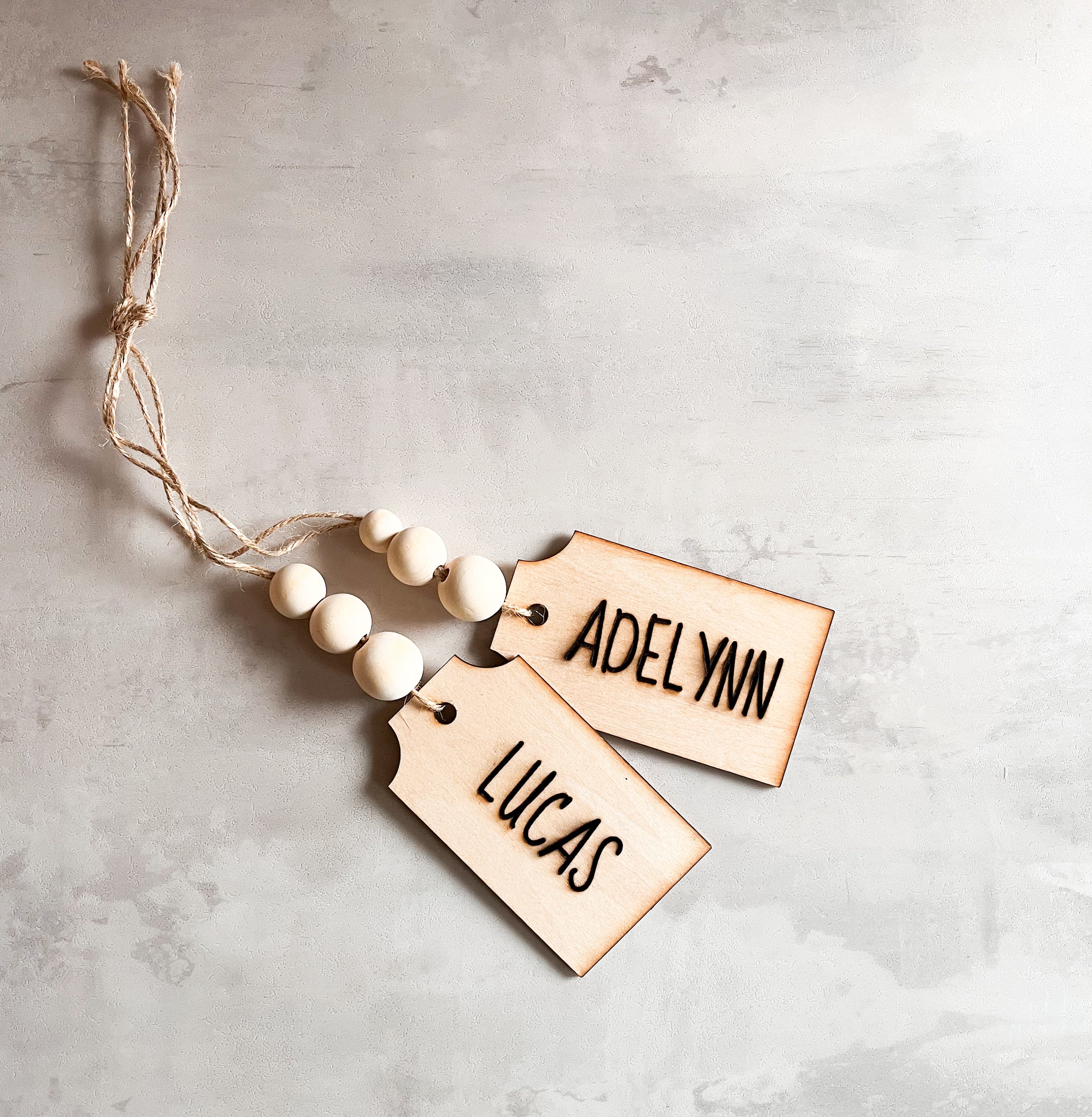 Stocking Tag Wood Bead Stocking Label Stocking Tag Wooden Bead Labels ...