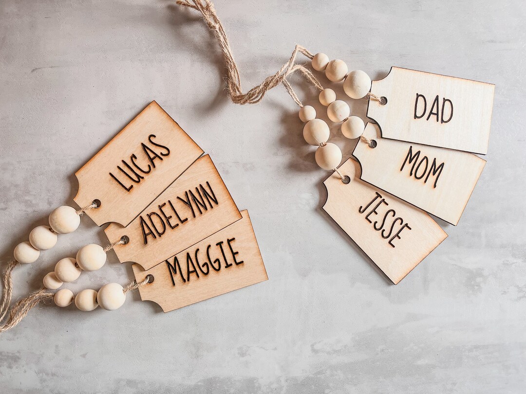 Stocking Tag Wood Bead Stocking Label Stocking Tag Wooden Bead Labels ...