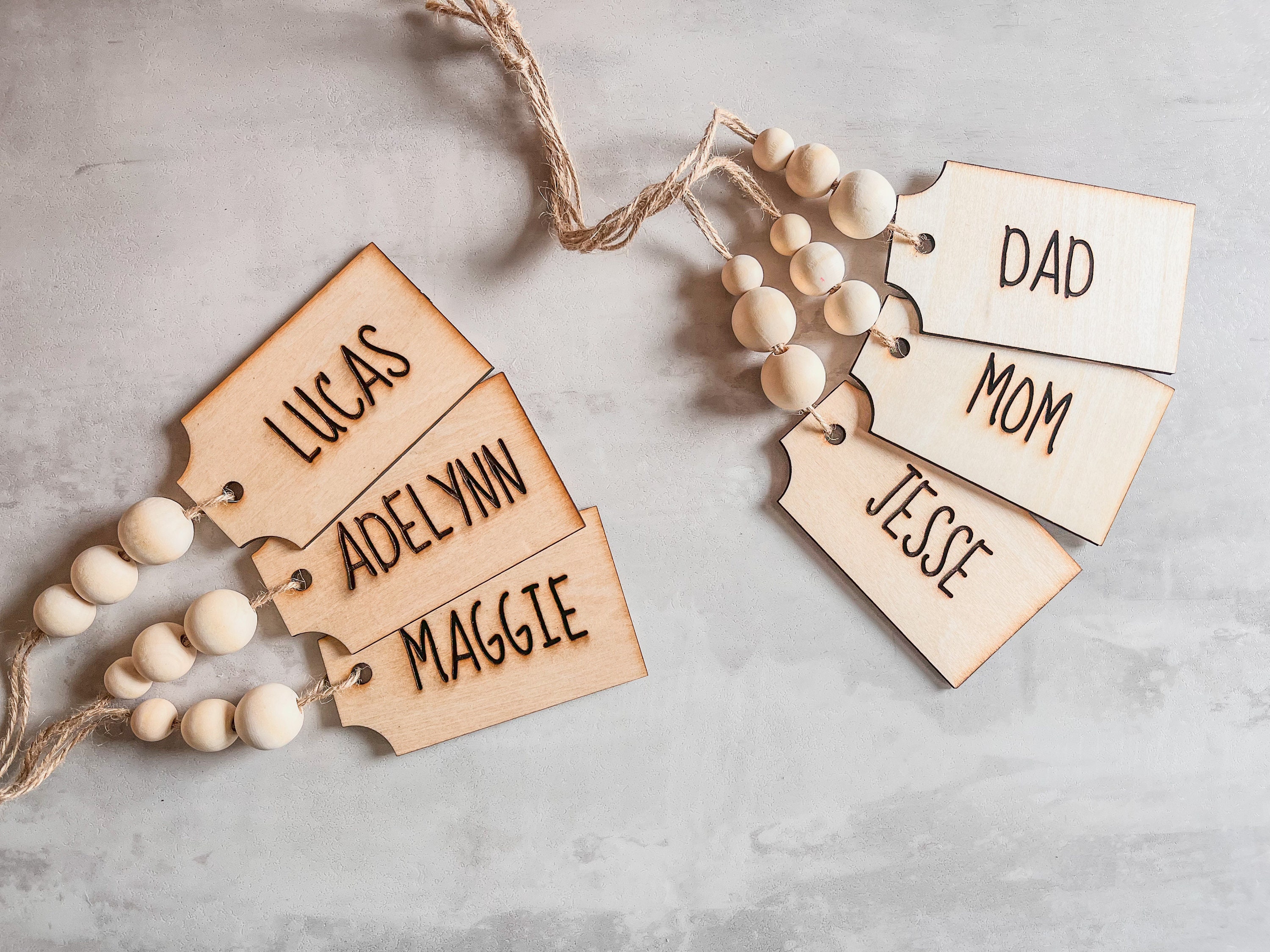 Stocking Tag Wood Bead Stocking Label Stocking Tag Wooden Bead Labels ...