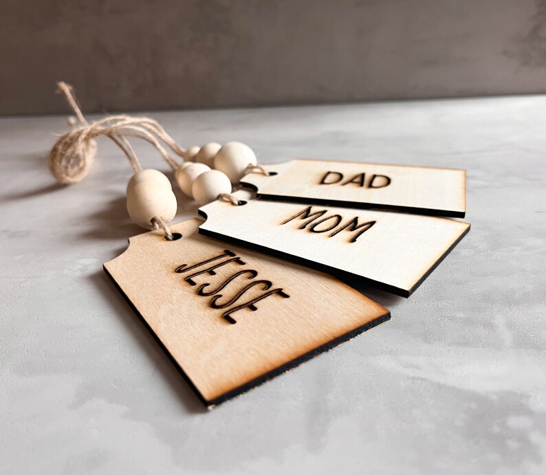 Stocking Tag Wood Bead Stocking Label Stocking Tag Wooden Bead Labels ...