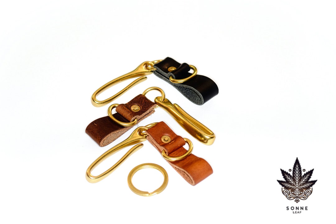 Janny, Japanese Fish Hook Keychain – Full Grain Leather, Solid Brass ...