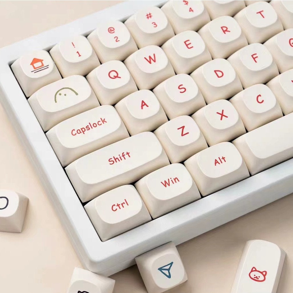 Cute Doodle Keycap Set, 126 Keys Doodle Keycaps Set, PBT Thermal ...